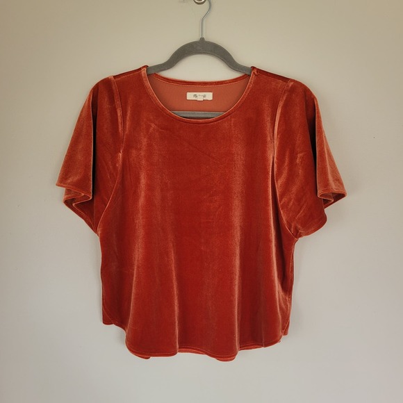 Madewell | Tops | Madewell Velour Velvet Rust Butterfly Tee Xs | Poshmark